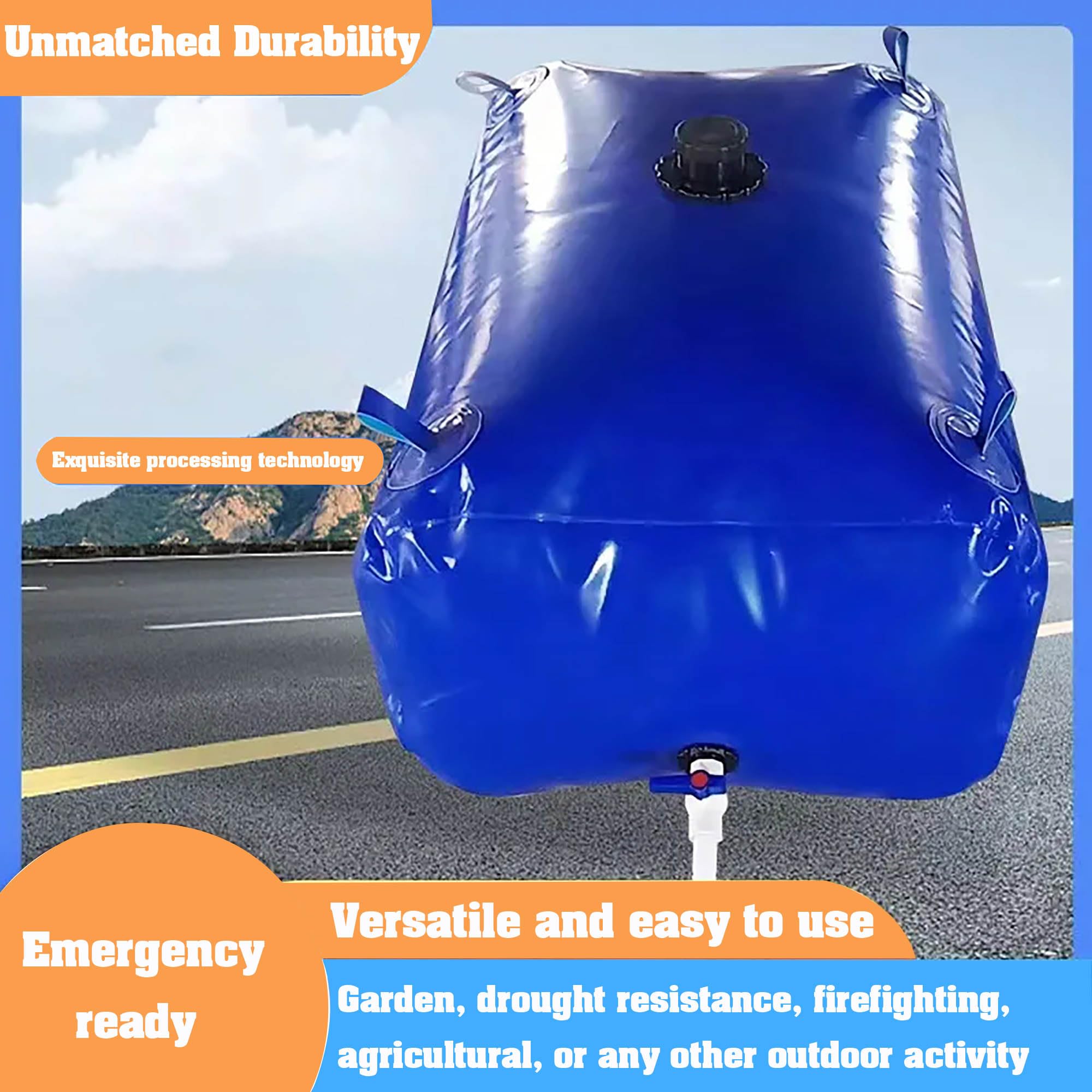 Water Bladder Storage Container Large Water Storage Bladder Portable Collapsible for Outdoor Camping Emergency Bladder Agricultural Drought Watering (240L)