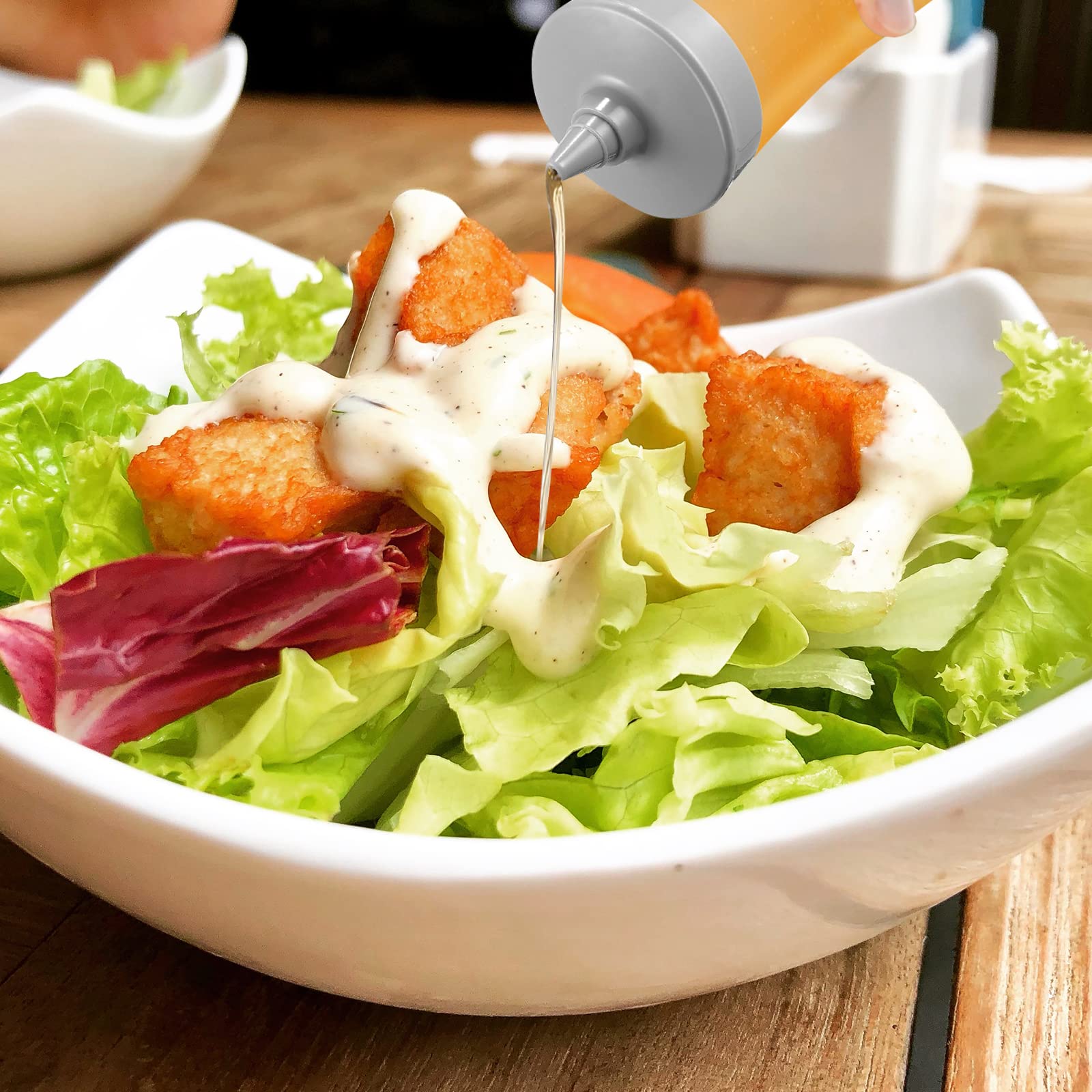UPKOCH 3PCS Plastic Squeeze Squirt Condiment Bottles Ketchup Bottle Mustard Sauce Containers for Kitchen Condiment (Grey)