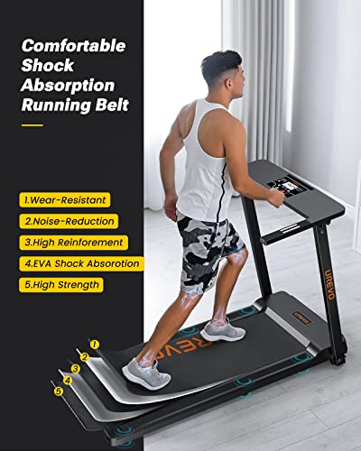 UREVO 2 in 1 Folding Treadmill with Incline, 2.5 HP Manual Incline Under Desk Treadmill for Home Office, Compact Treadmill with LED Display Remote Control