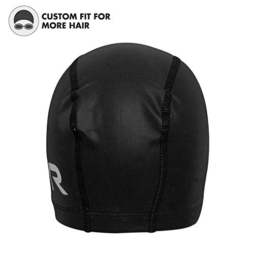 TYR Long Hair Silicone Comfort Swim Cap, Black, One Size