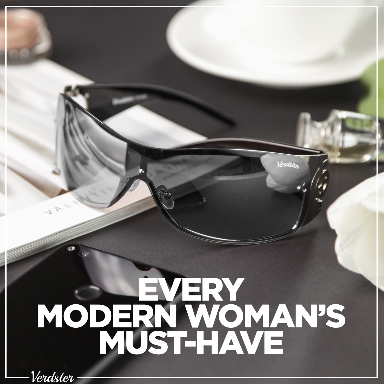 Verdster Sunglasses for Women - Oversized Womens Sunglasses - Ladies Trendy Sun Glasses Wraparound Non Polarized Sunnies β Large Y2K Shield Shades - Cosmo Black