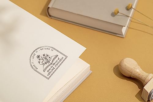 Stamp by Me | from The Library of | Embosser Book Stamp | Floral Library Stamp | Custom rubber stamp | Personalized Teacher Stamp | Custom Library Stamp (Rubber Stamp)