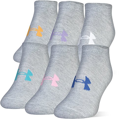 Under Armour Women's Au Essential No-show Socks (Pack 6), Grey, Medium