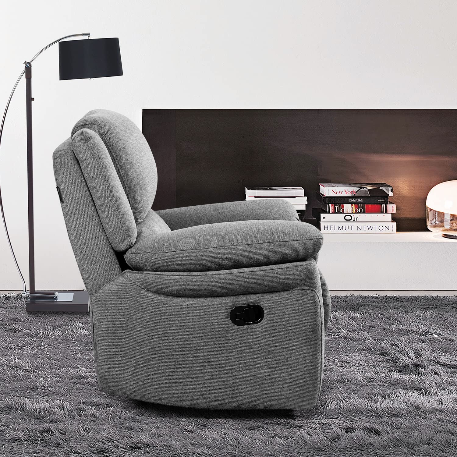 Sofaviux Manual Recliner, Home Theater Seating Reclining Sofa for Living Room (Gray)