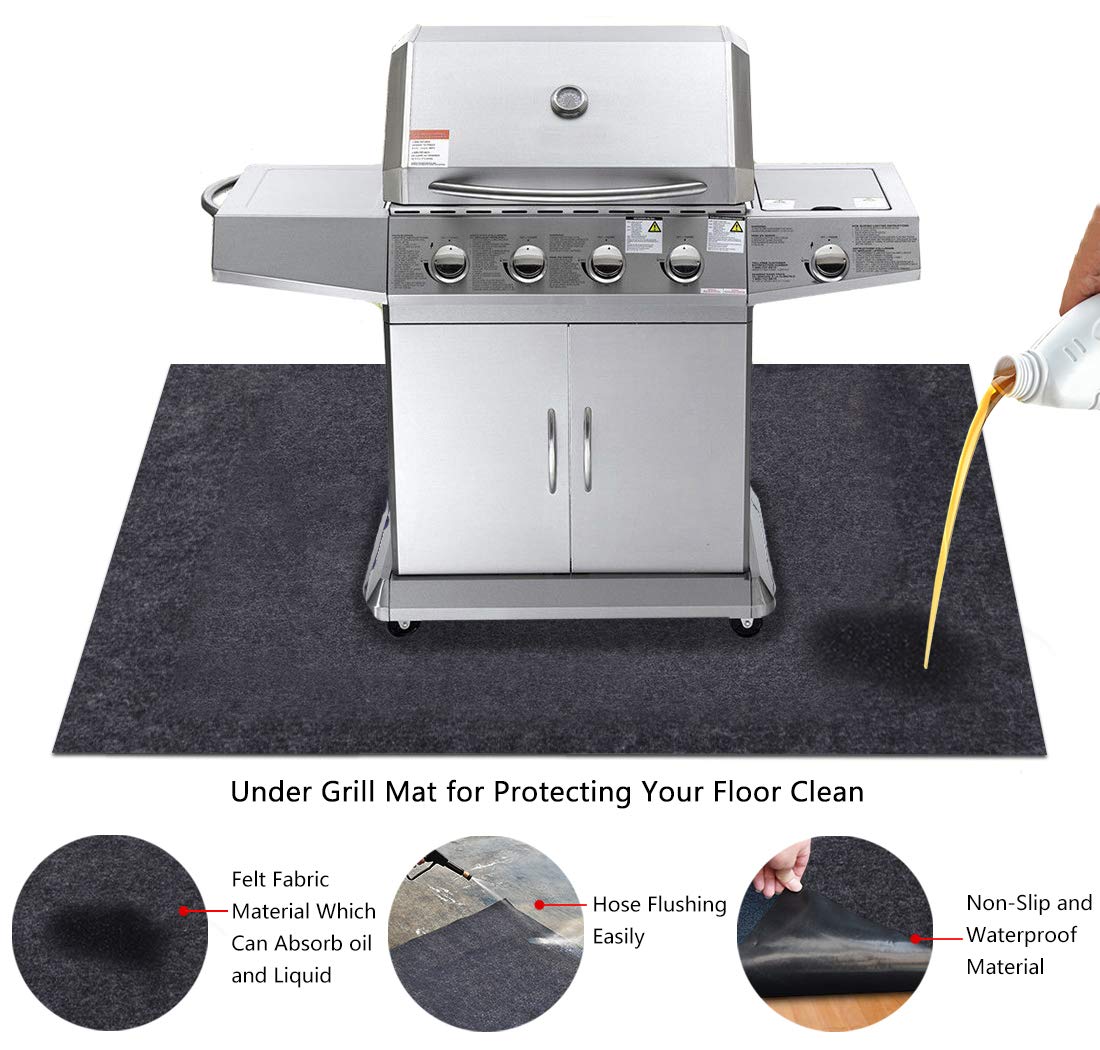 Under The Grill Mat,Absorbent Fabric Material,Washable,Reusable,Anti-slip and Waterproof Backing,Protection for Decks and Patios from Grease Splatter and Other Messes(36inches x 72inches)