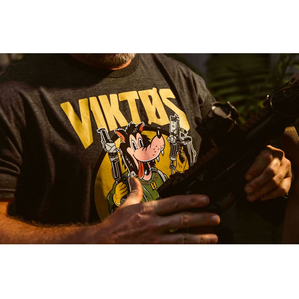 VIKTOS Men's Huff & Puff Durable Soft Lightweight Casual Outdoor Tactical Short Sleeve T-Shirt with Screen-Printed Graphic, Charcoal Heather, Small