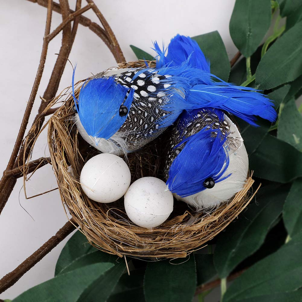 TRRAPLE Easter Egg Ornaments, 6 Sets Creative Easter Decor of Simulation Artificial Bird Nest and Mini Bird Eggs Model for Home Garden Easter Spring