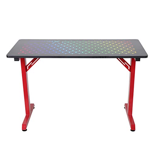 X Rocker Hex PC Modern Gaming Desk, with Headset Hook and Cup Holder, Textured Carbon Fiber, 721601, 47.24" x 23.62" x 29.13", Black and Red