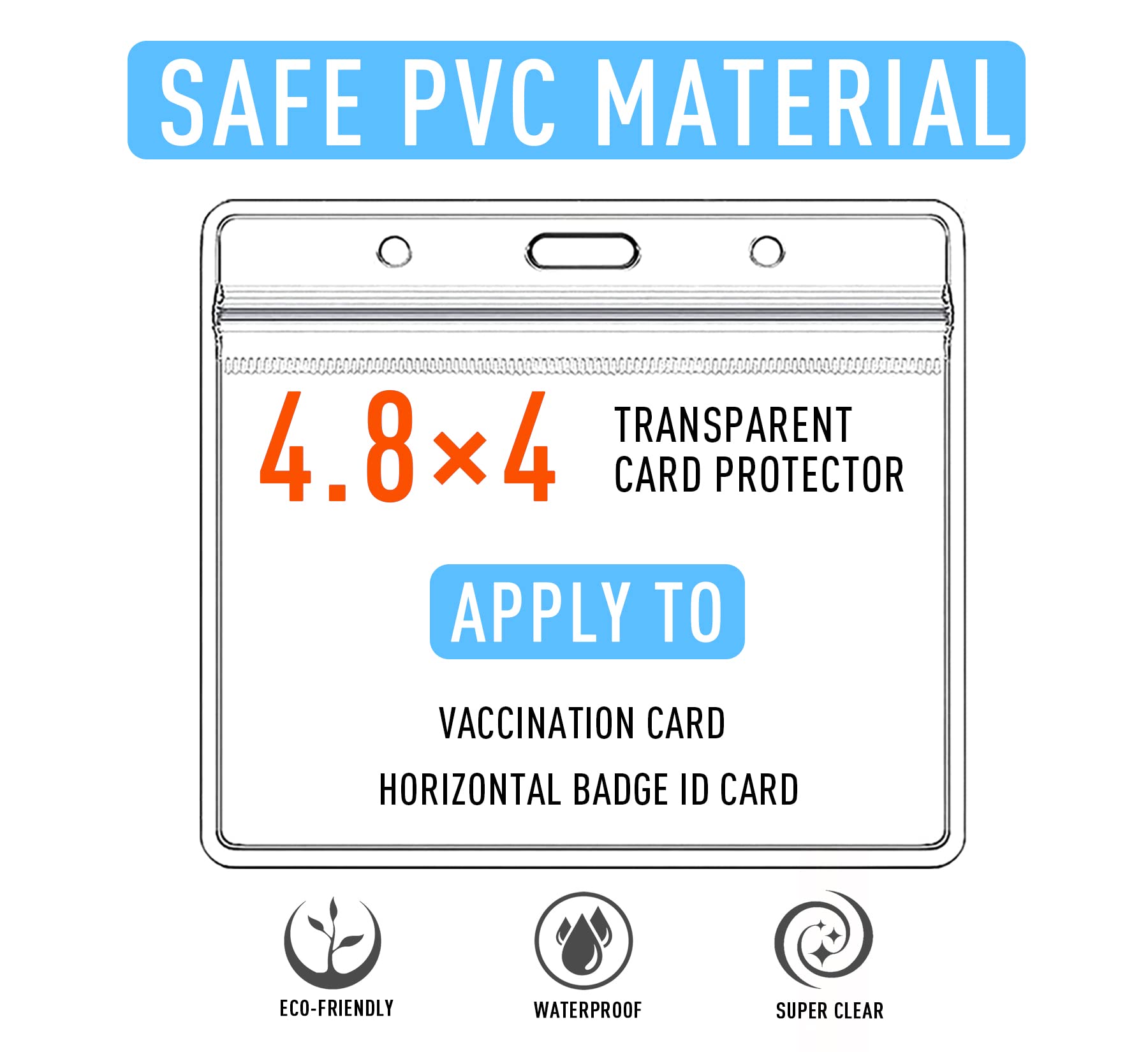 Waterproof Card Protector - 12 Pack Plastic ID Holder for Vaccination Card - Clear Plastic Card Sleeves with Lanyard - Vax Document Holders with Resealable Zip, PVC Material -4.8x4"