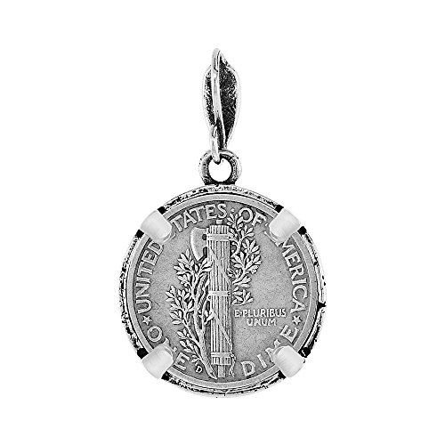 Sterling Silver Dime Bezel 18 mm Coins Prong Back Illusion Edge 10 cent Coin NOT Included