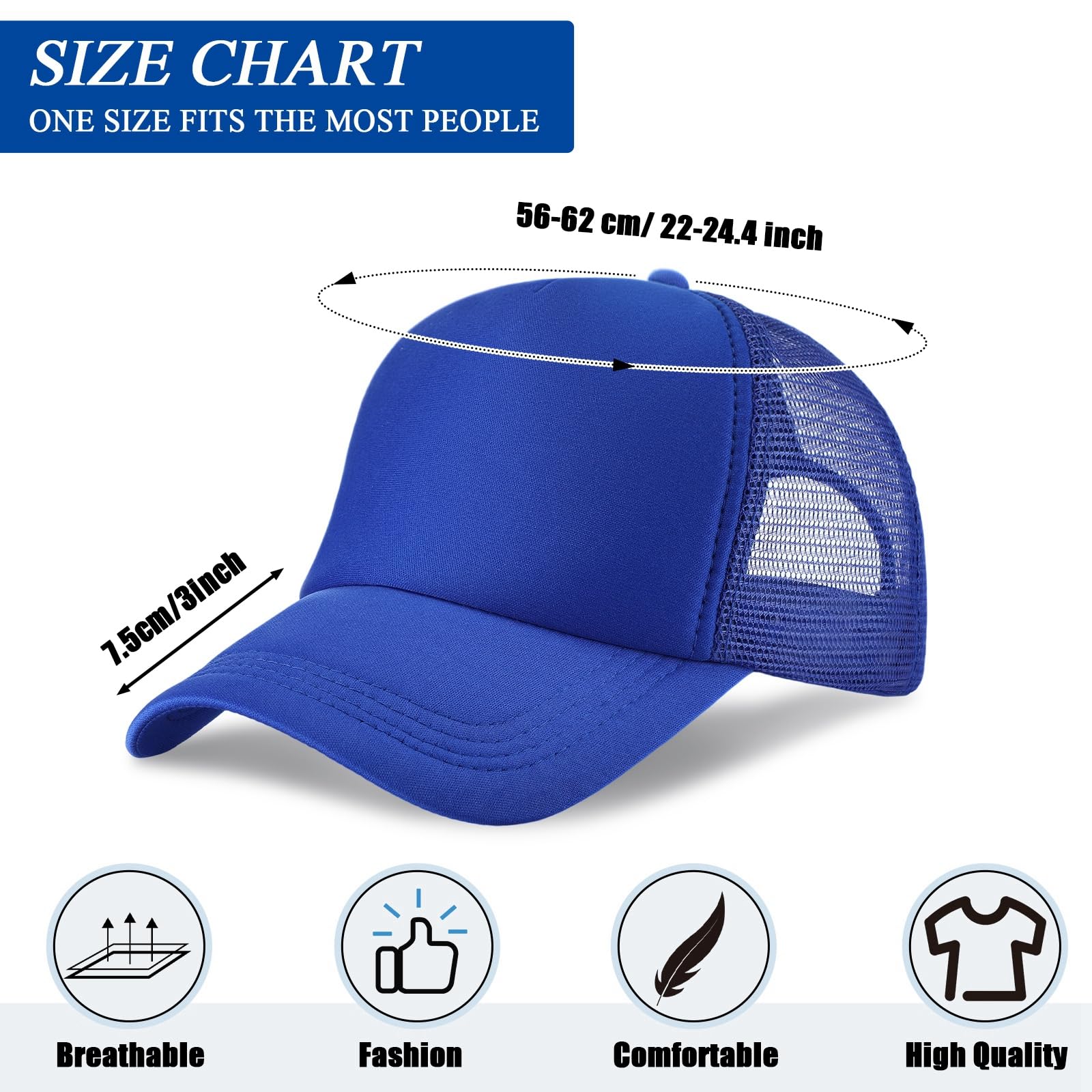 Unisex Sublimation Blank Mesh Baseball Cap Adjustable Plain Blank Mesh Trucker Hat for DIY Embroidery Sublimation Printing(Colorful,24 Pieces)