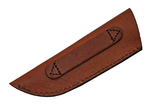 SZCO Supplies 9" Horn Handle Clip Point Hunting Knife with Leather Sheath,Black,203411