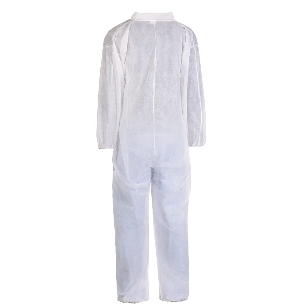 TRONEX 25 Pack Multilayer Nonwoven Disposable Coveralls with Open Ankles & Elastic Cuffs, White Disposable Jumpsuits (Extra Large)