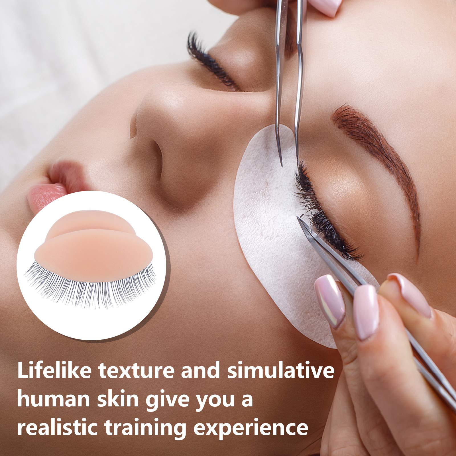 WBCBEC 3 Pairs Replacement Eyelids for Mannequin Head Removable Realistic Eyelids with Eyelashes Mannequin Head Eyelids for Eyelash Training Practice Makeup Eyelash Extensions