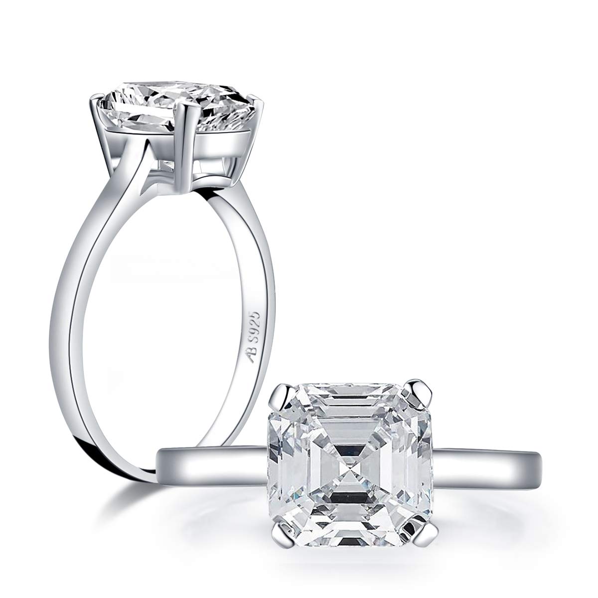 YUNKAI Engagement Ring for Women, 925 Sterling Silver Cubic Zirconia Wedding Ring Christmas Gift