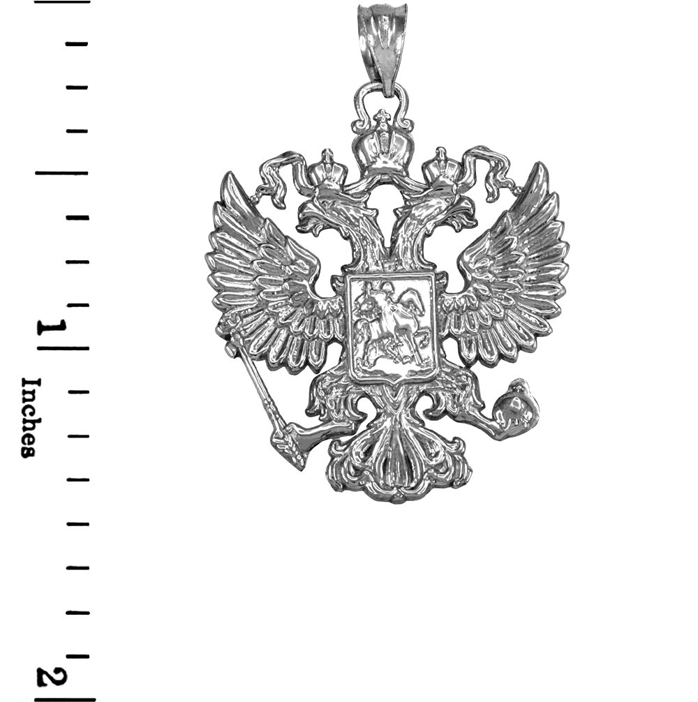 Sterling Silver Russian Coat of Arms Double-Headed Eagle Slavic Crest Pendant