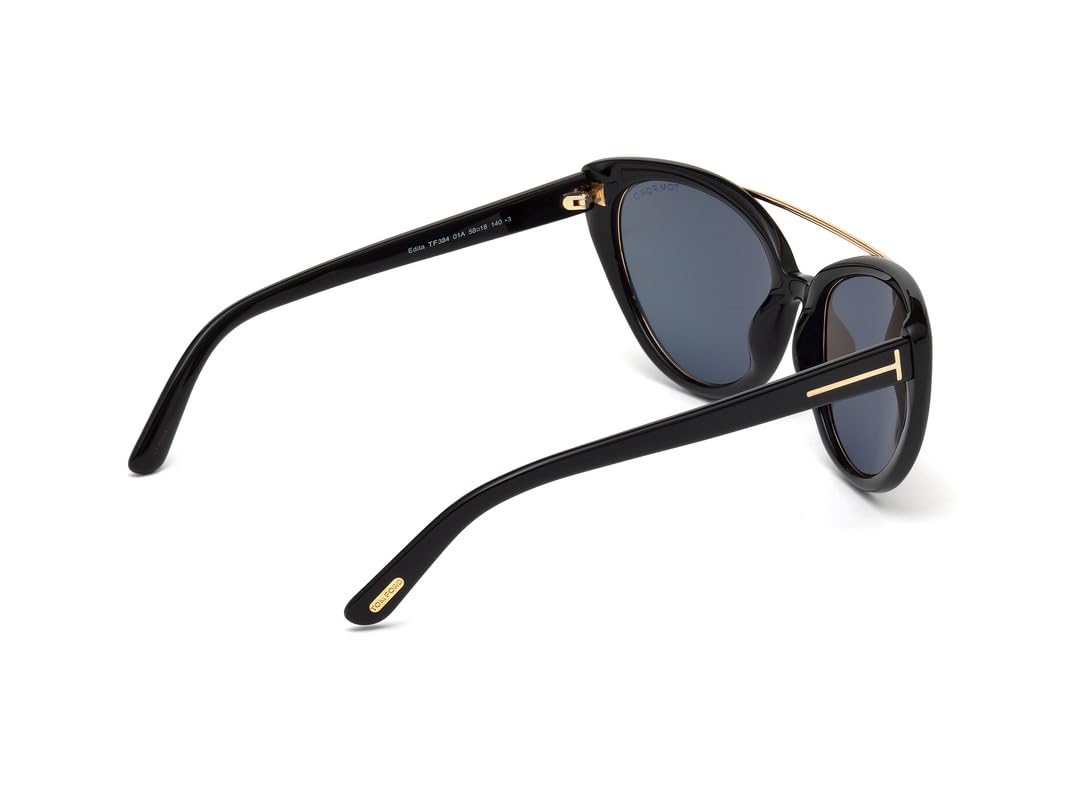 Tom Ford Edita Sunglasses FT0384 01A, Black and Gold Frame, Grey Lens, 58