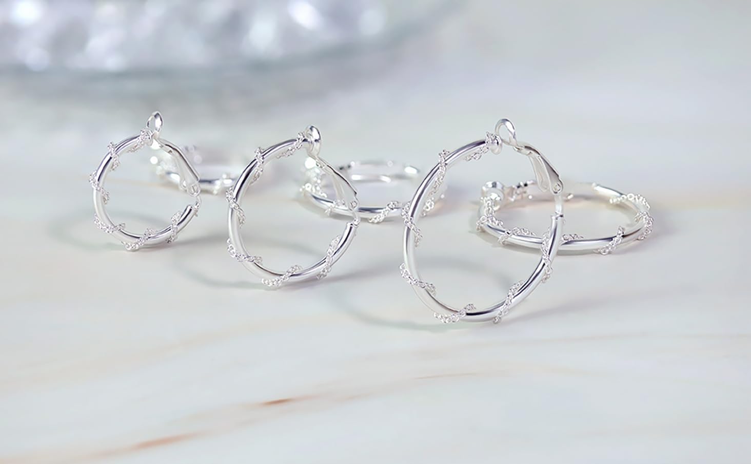 Sterling Silver Chain Wrap Clip-On Hoop Earrings, 30mm