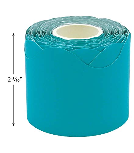Teacher Created Resources Teal Scalloped Rolled Border Trim - 50ft - Decorate Bulletin Boards, Walls, Desks, Windows, Doors, Lockers, Schools, Classrooms, Homeschool & Offices