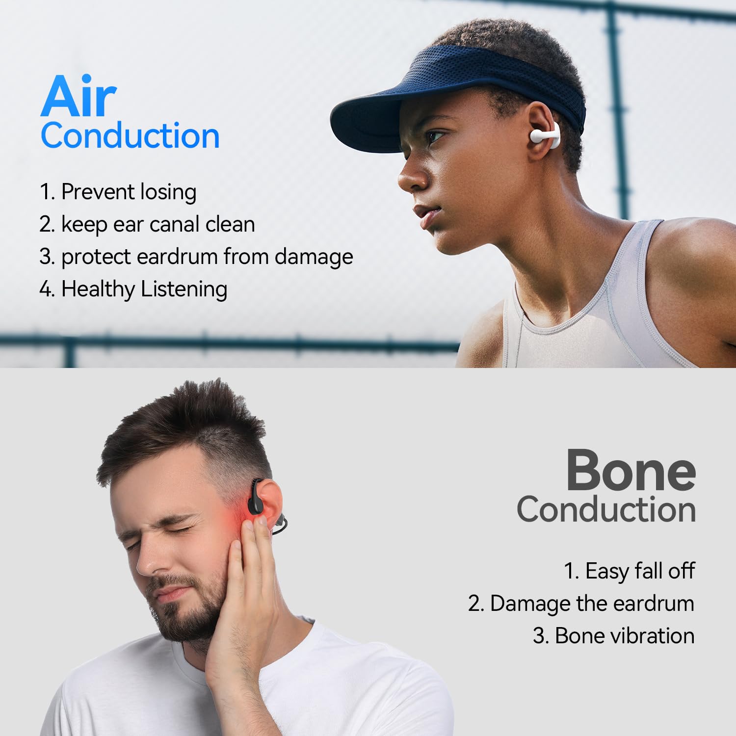 Sanag Earring Wireless Earbuds Bluetooth 5.3 with Microphone Open Ear Clip On Headphones with Charging Case Compatible with iPhone/Samsung Phone for Men,Women - White