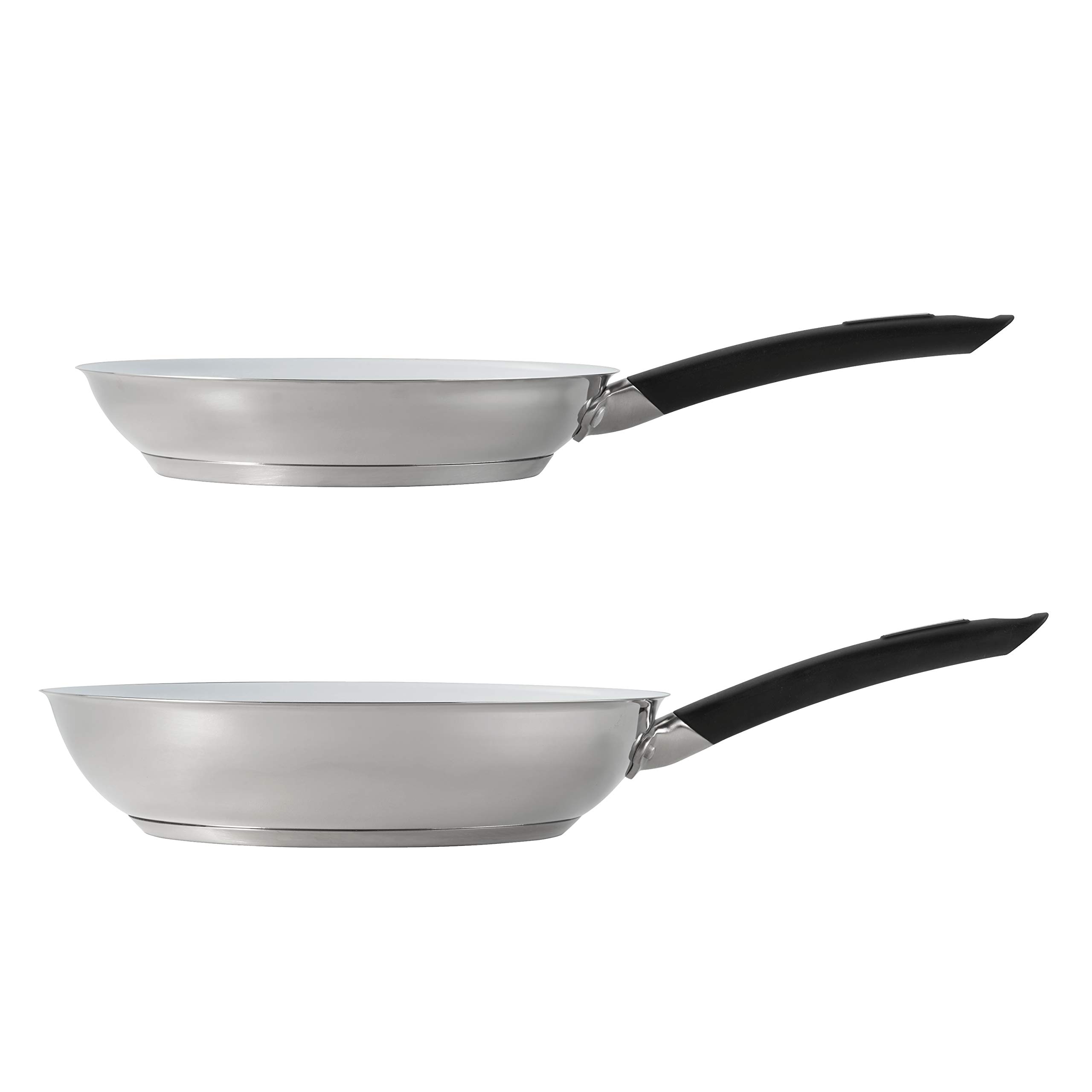 Tramontina Fry Pan Set Stainless Steel Ceramic Interior Duo 2 Pk - 10 in and 12 in, 80154/070DS