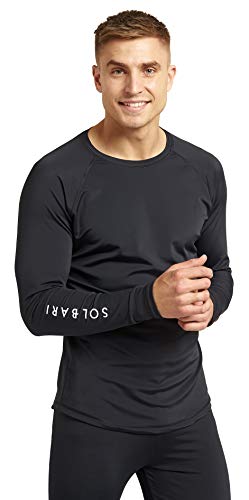 Solbari UPF 50+ Men's Sun Protection Long Sleeve Rashguard Aqua Sport Collection - Small - Black - UV Protection, Sun Protective