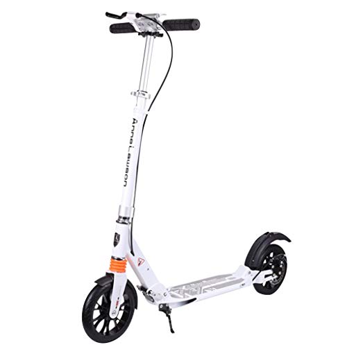 ZANFUN Kick Scooter Foldable and Portable Lightweight Brake Design Three Height Adjustments for Adults Teens Kids White