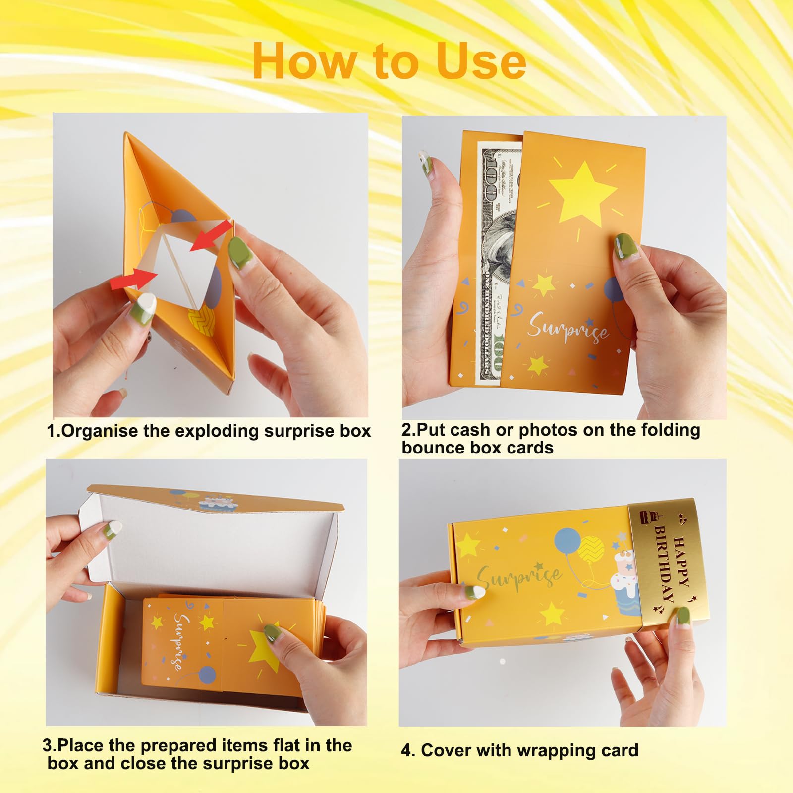 Surprise Gift Box Explosion, Happy Birthday Surprise Gift Boxes, Surprise Box Gift Box for Money, Pop-Up Explosion Gift Box, Exploding Pop Up Money Box, Gift Box Explosion for Money and Birthday
