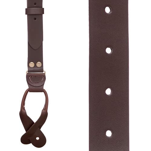 Suspender Store Buckle Strap 1-Inch Wide Leather Suspenders - Button - 48" for 5'9" to 6'2" tall - Brown