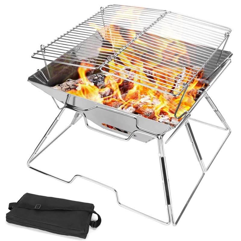 WXBDD Outdoor Portable BBQ Grill Stainless Steel Folding Picnic Charcoal Barbecue Grills Home Camping Barbeque Tool