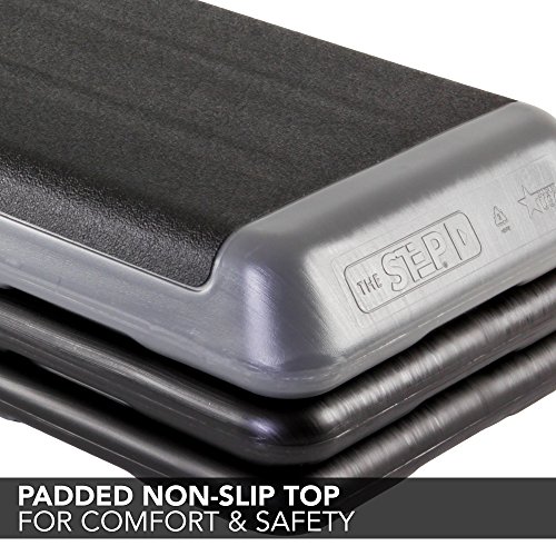 The Step (Made in USA Original Aerobic Platform for Total Body Fitness β Health Club 4 Risers Grey