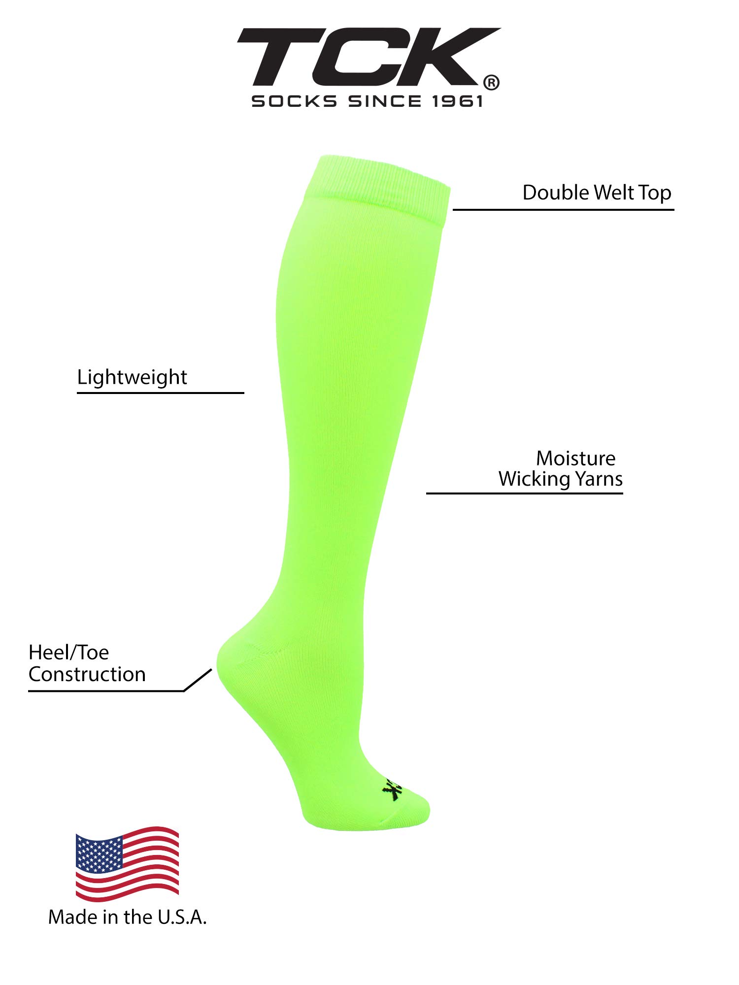 TCK Krazisox Neon Over the Calf (Neon Green, Medium)