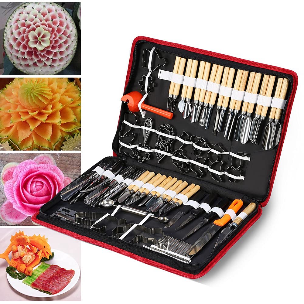YOUTHINK Culinary Carving Tool, 80PCS/Set Vegetable Fruit Food Peeling Carving Tools Kit for Fruit/vegetable Garnishing Making