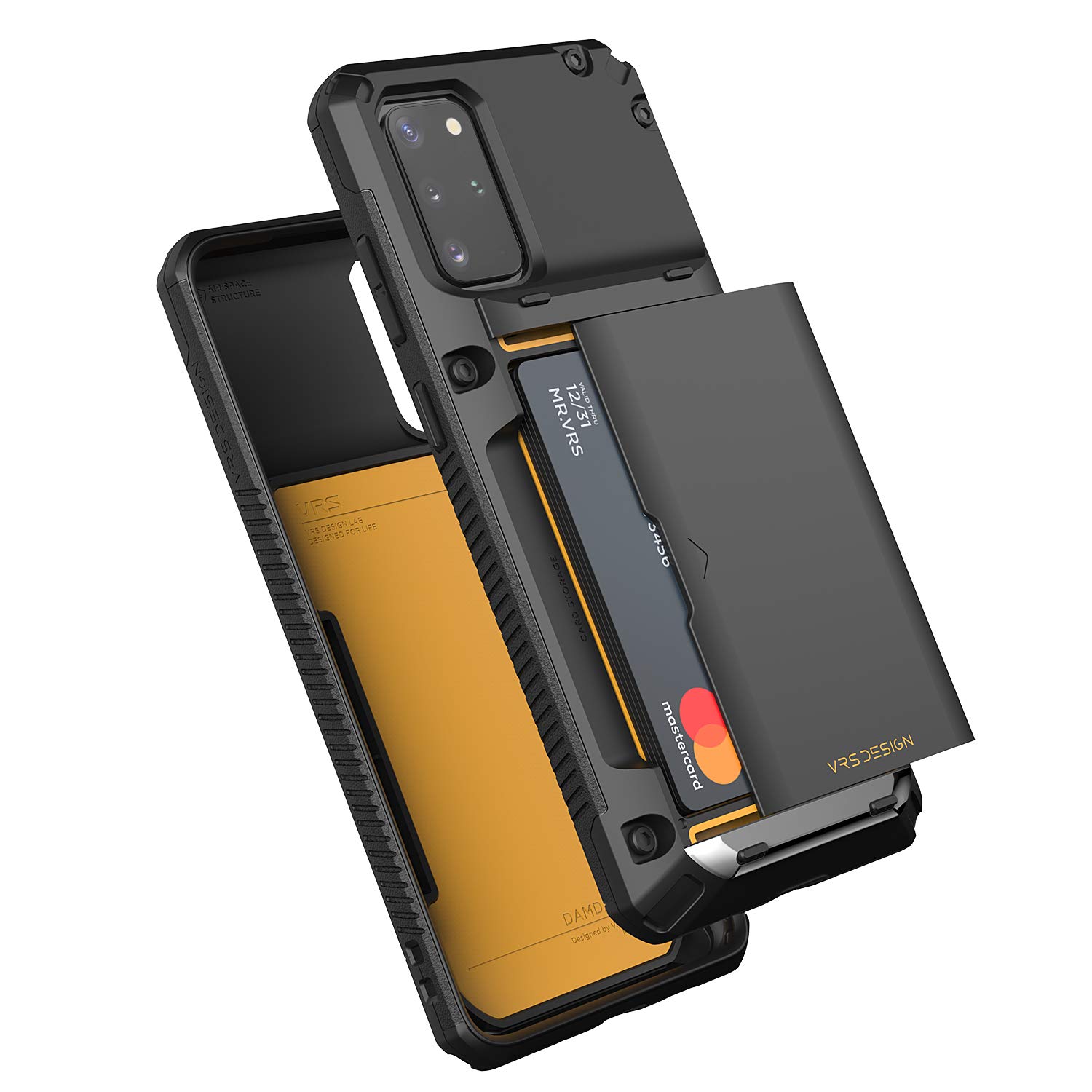 VRS DESIGN Damda Glide Pro Phone Case for Samsung Galaxy S20 Plus, with [4 Cards, Semi Auto] Premium Sturdy Credit Card Slot Wallet for Samsung Galaxy S20 Plus 5G Case 6.7"(2020) Black