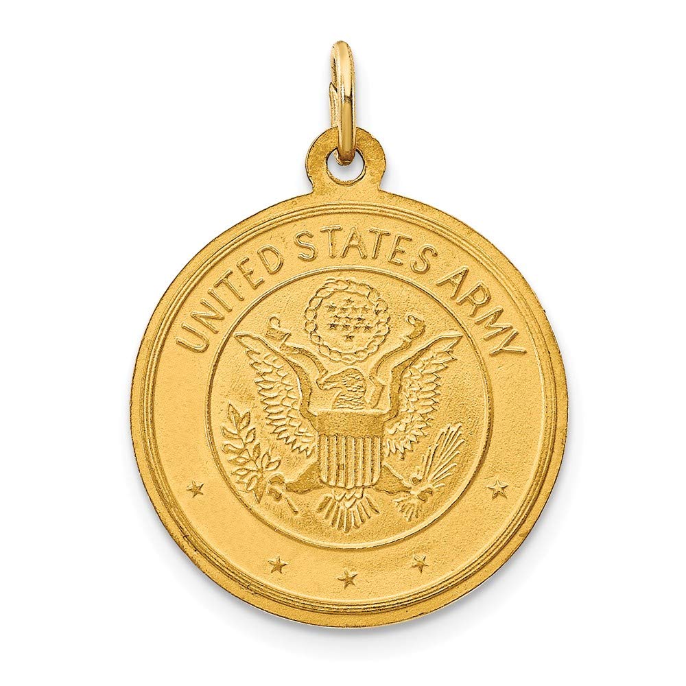 Solid 14k Yellow Gold US Army Saint Christopher Medal Pendant (25mm x 19mm)