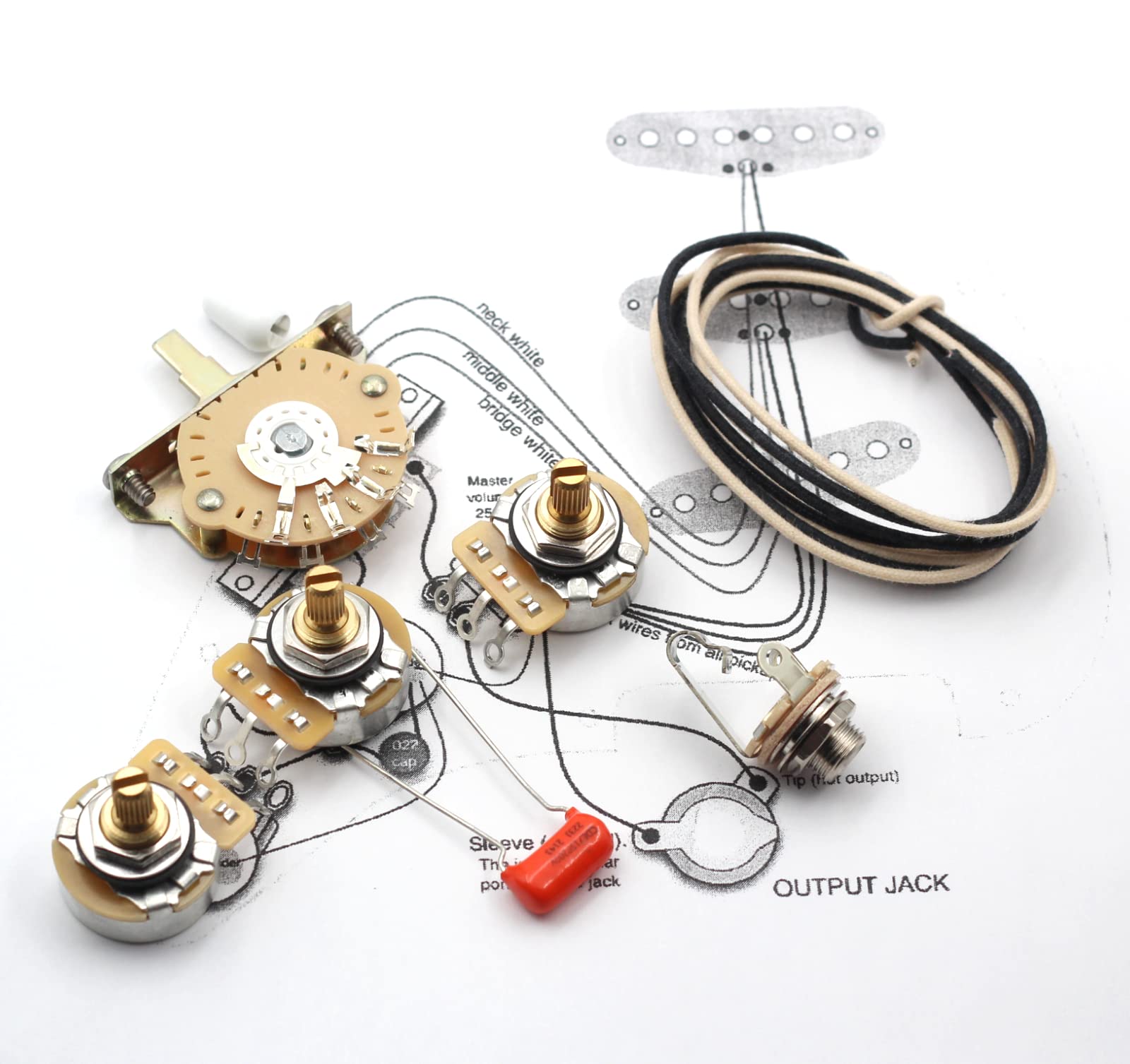 TAOT Wiring Kit for Fender Strat - .022 Cap - Stratocaster