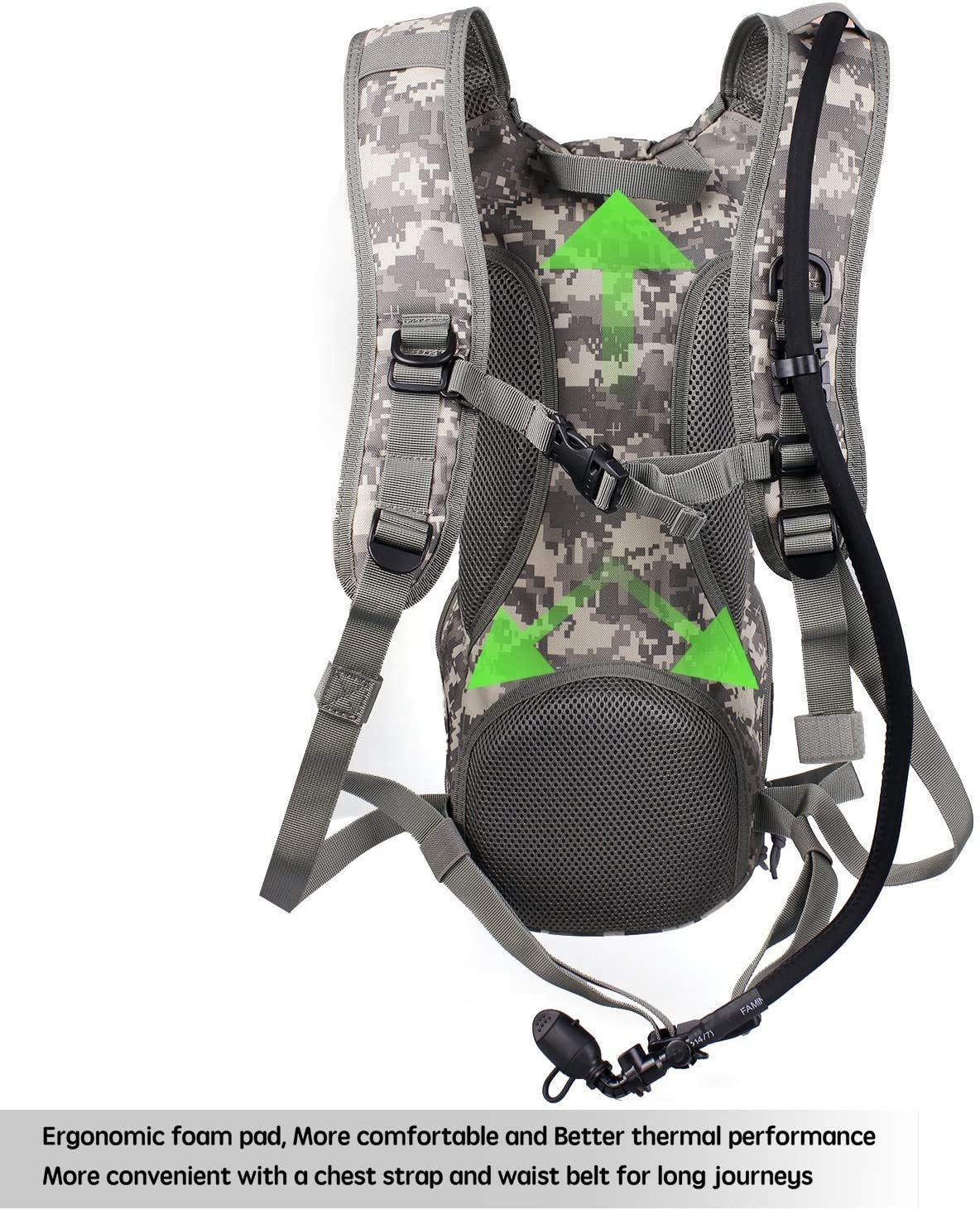 Unigear Tactical Hydration Pack Backpack 900D with 2.5L Bladder for Hiking, Biking, Running, Walking and Climbing (TAN)