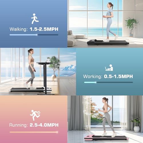 Treadmills for Home,Under Desk Walking Pad Treadmill,2-in-1 Running,Walking & Jogging Portable Running Machine with Remote Control,No Assembly Required,2024 Upgrade