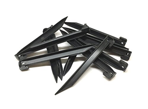 THE UM24 Set of 12 Piece Medium Heavy Duty Plastic Tent Pegs - Garden or Camping Nails Stakes 9” Length