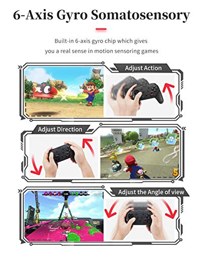 Switch Controller, Wireless Switch Pro Controller with Turbo Vibration/6-Axis Gyro/Non-Slip Design Remote Gamepad with Joystick,Console Accessories for Switch/Switch OLED