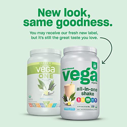 Vega Organic All-in-One Vegan Protein Powder, Chocolate - Superfood Ingredients, Vitamins for Immunity Support, Keto Friendly, Pea Protein for Women & Men, 61.8 Oz (Packaging May Vary)
