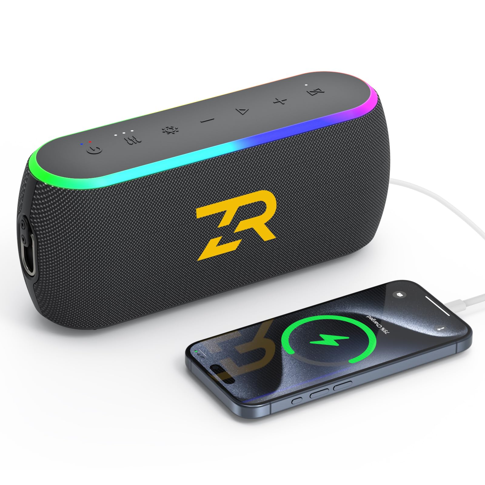 ZICOROOP Bluetooth Speaker EQ Portable Bluetooth Speaker, Upgrade 40W Large Speaker Stereo Sound, IPX6 Waterproof, Support USB/AUX Input, Built-in Mic for Home Party Outdoor