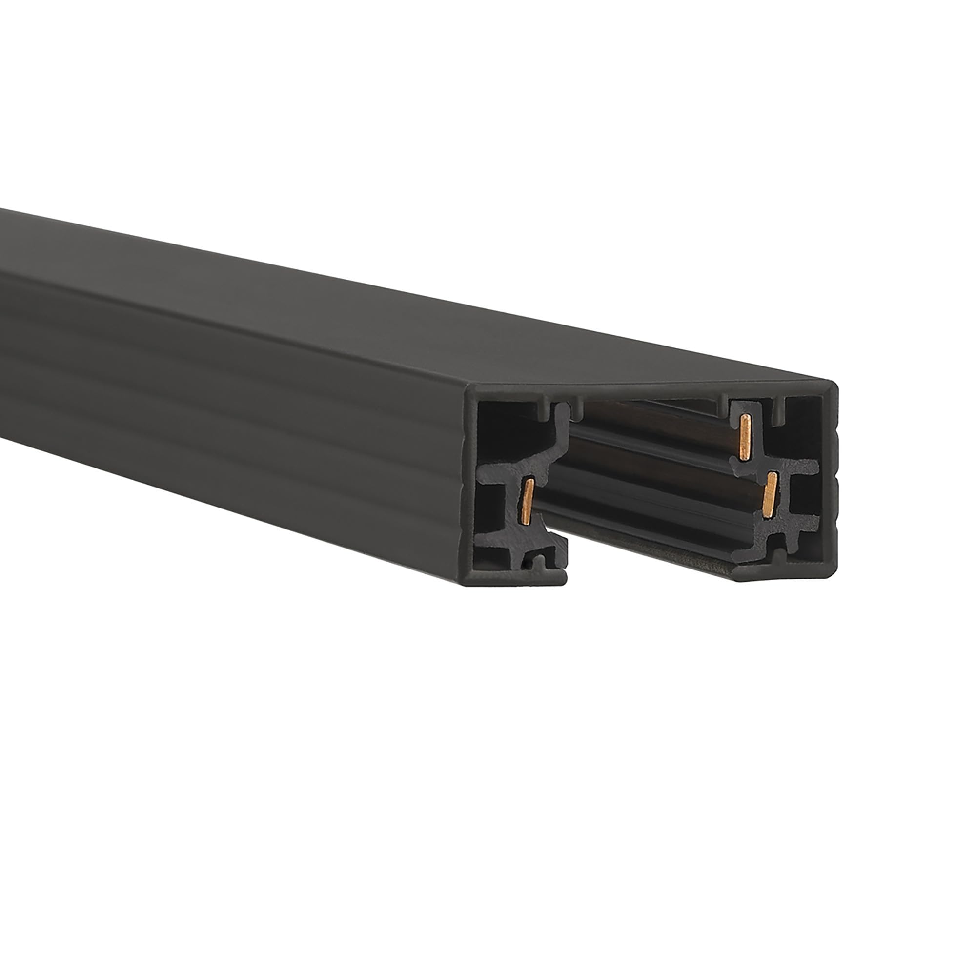 WAC Lighting H Track 4FT Single Circuit Field Cuttable 120V Track for H Style 3-Wire Track Fixtures with 2 Endcaps in Black