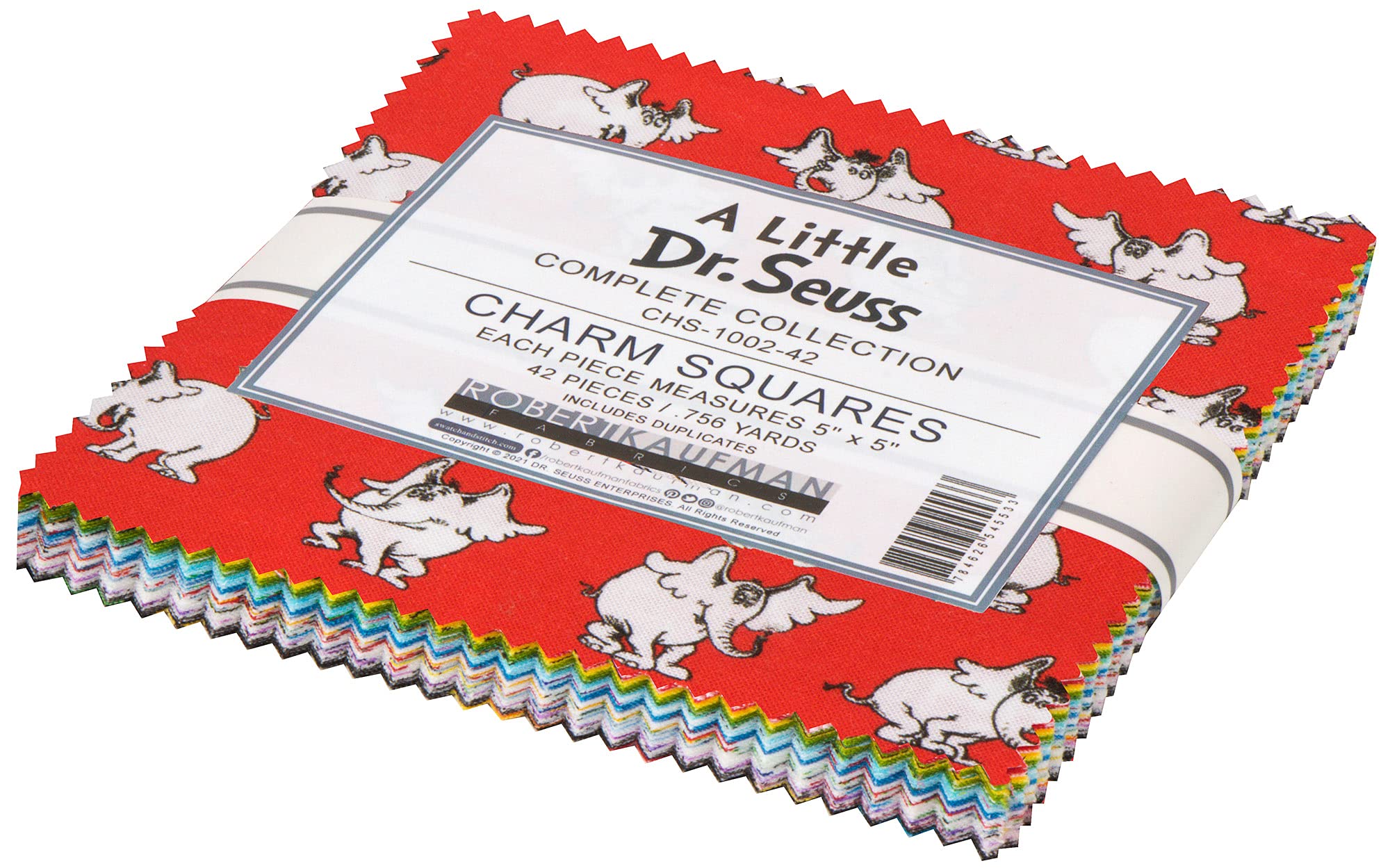 Robert Kaufman Kaufman A Little Dr. Seuss 5'' Charm Squares 42pcs, Multi Yard