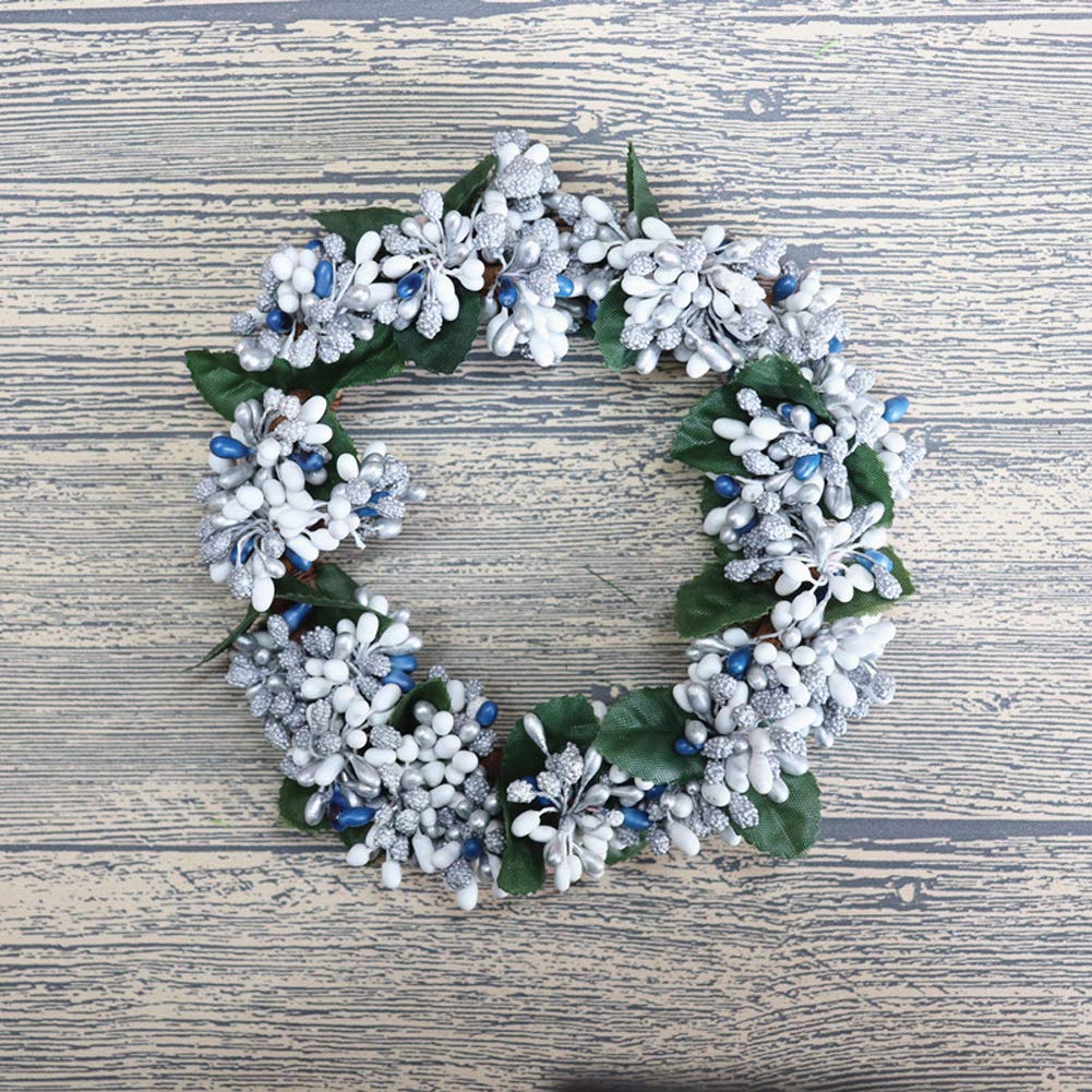 soofylia 4 Pack White Blue Beads Christmas Candle Rings, Tea Light Candle Holder Mini Wreaths for Rustic Wedding Party Table Centerpieces Christmas Napkin Rings Room Decor Christams Decorations