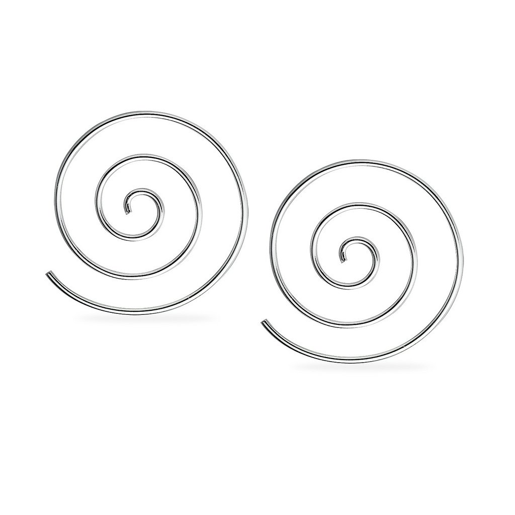 Sterling Silver Spiral Hoop Earrings One Pair Set 25mm Women Girls