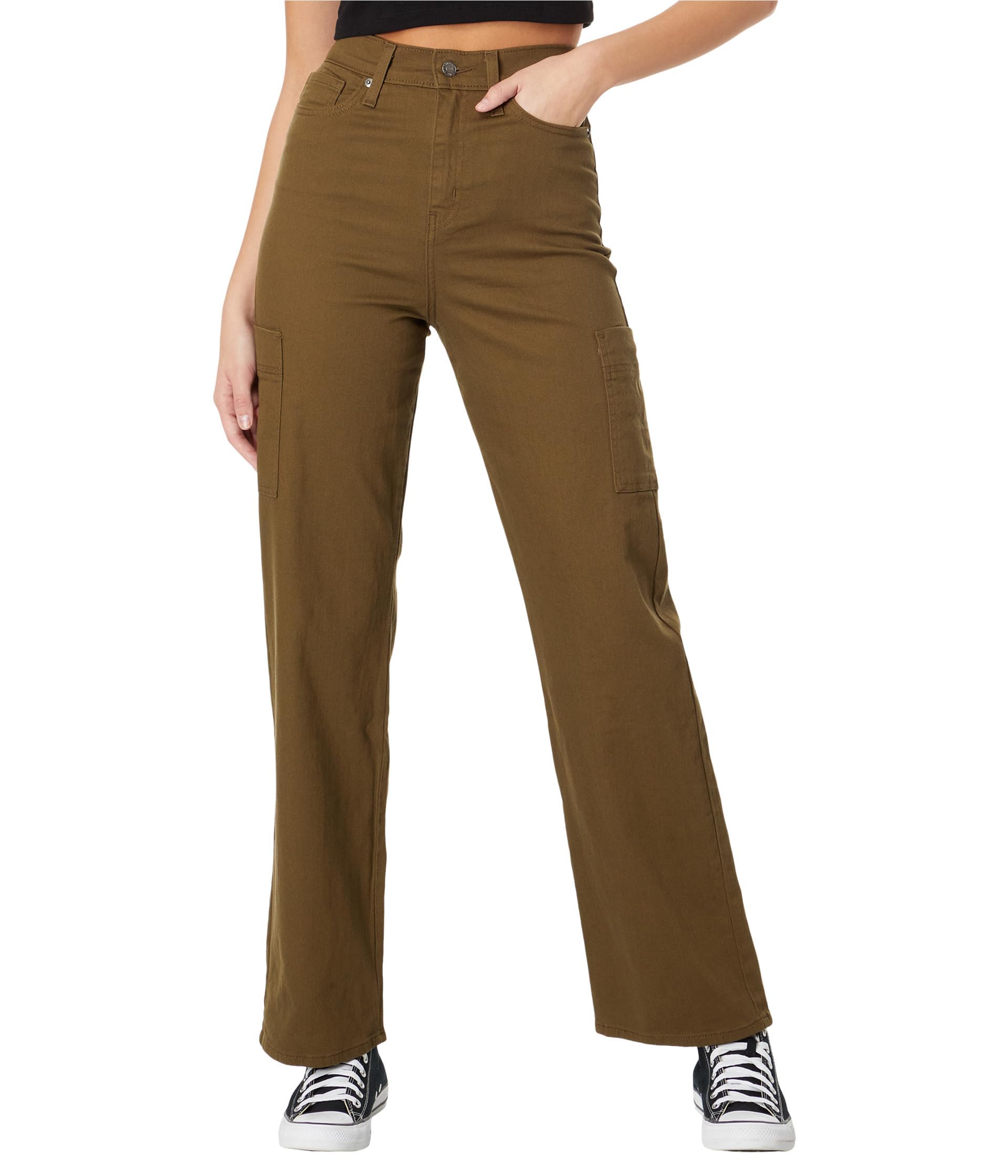 Signature by Levi Strauss & Co. Gold Women's Heritage High Rise Loose Utility Jean (Standard and Plus), Dark Moss, 10