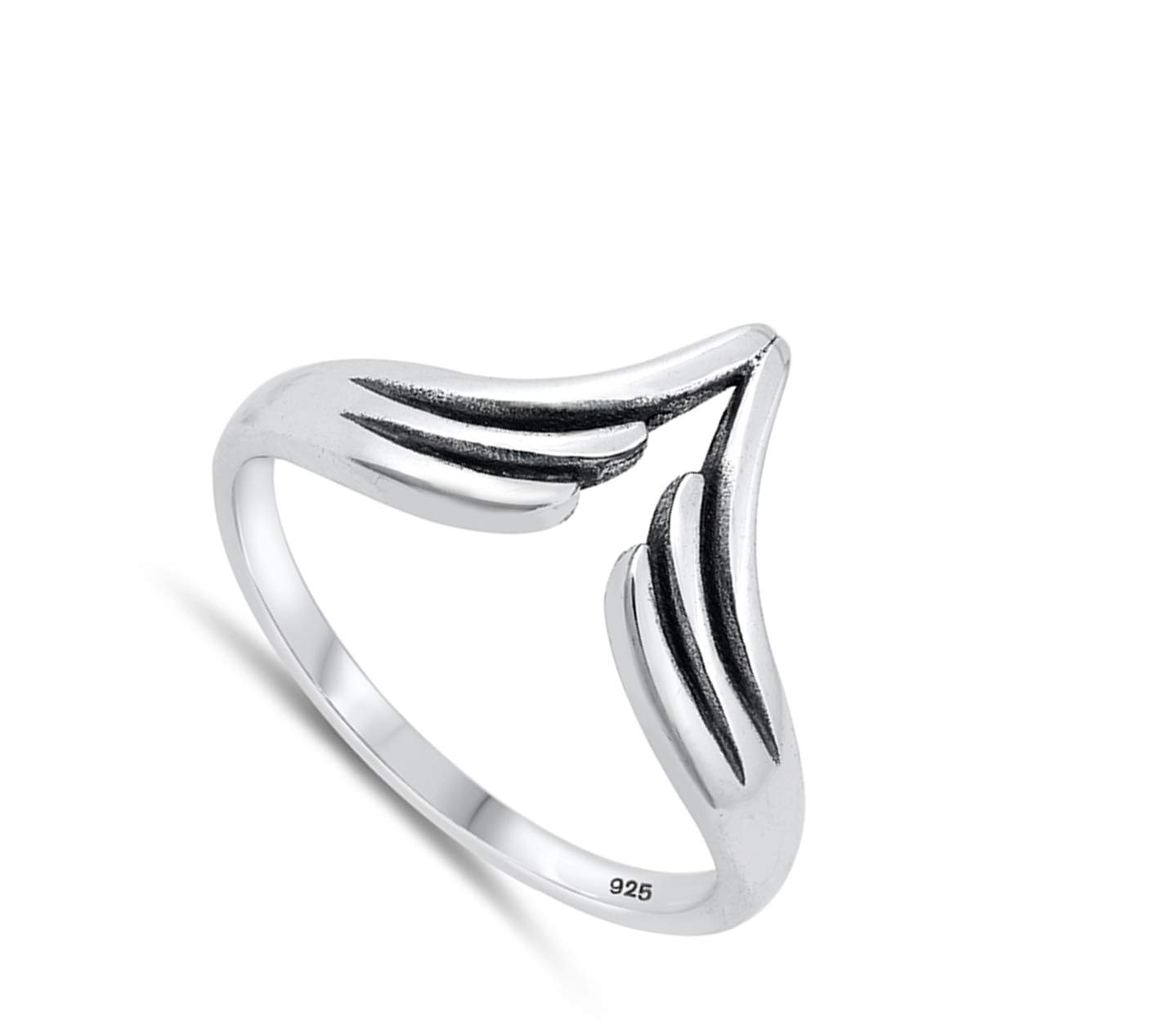 Unique Inverted Wing Chevron Ring New .925 Sterling Silver Band Size 5