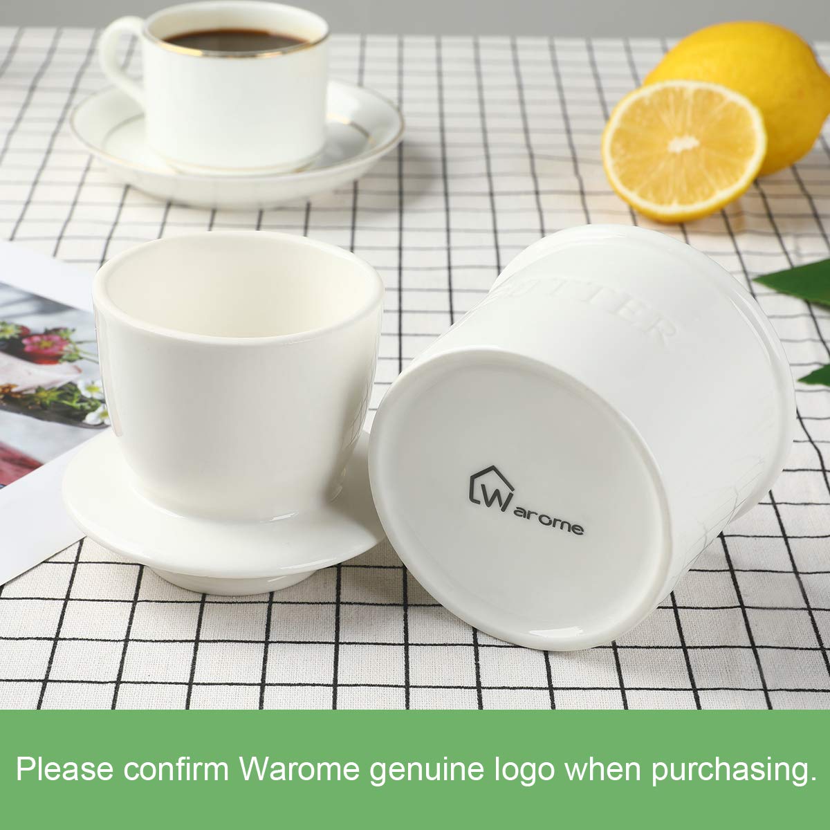 Warome Butter Crock, Butter Dish with Lid for Countertop, French Butter Keeper to Leave on Counter with Water Line, Ceramic Butter Holder for Fresh Spreadable Butter-White