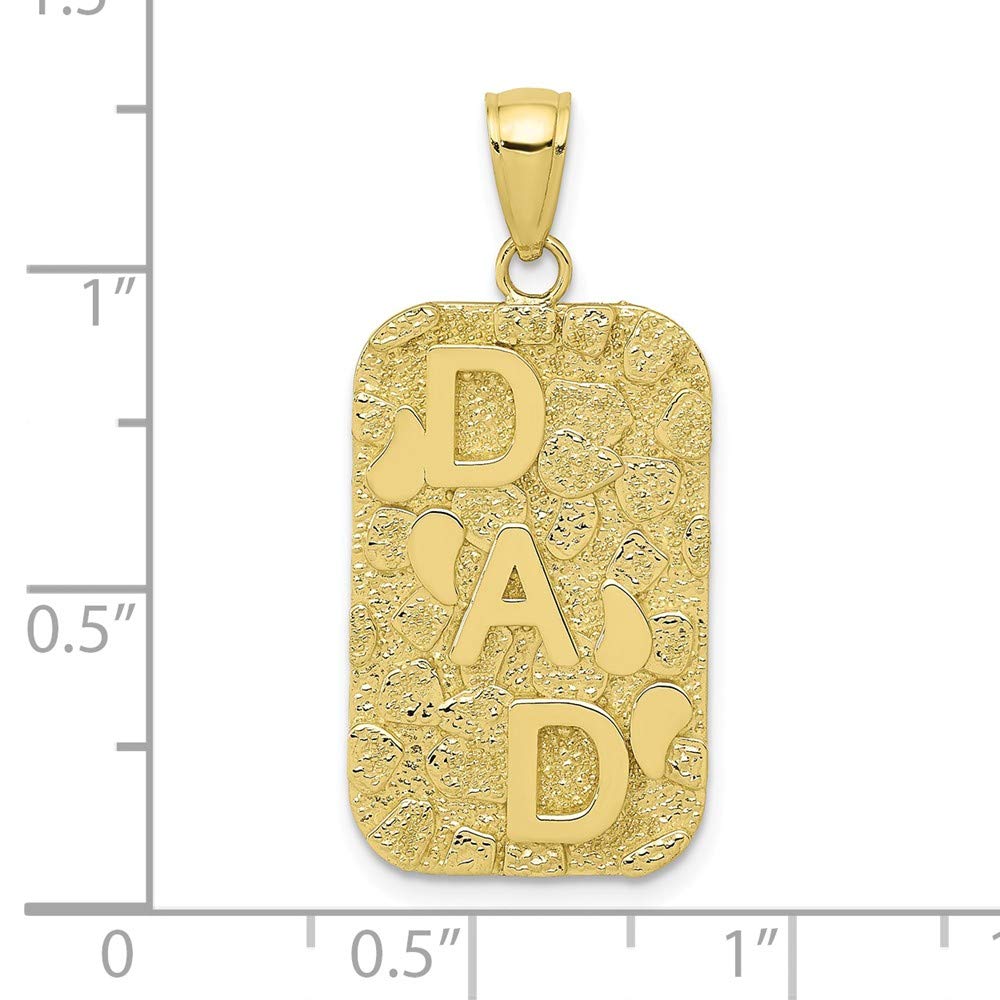 Solid 10k Yellow Gold Dad Nugget Dog Tag Pendant Charm
